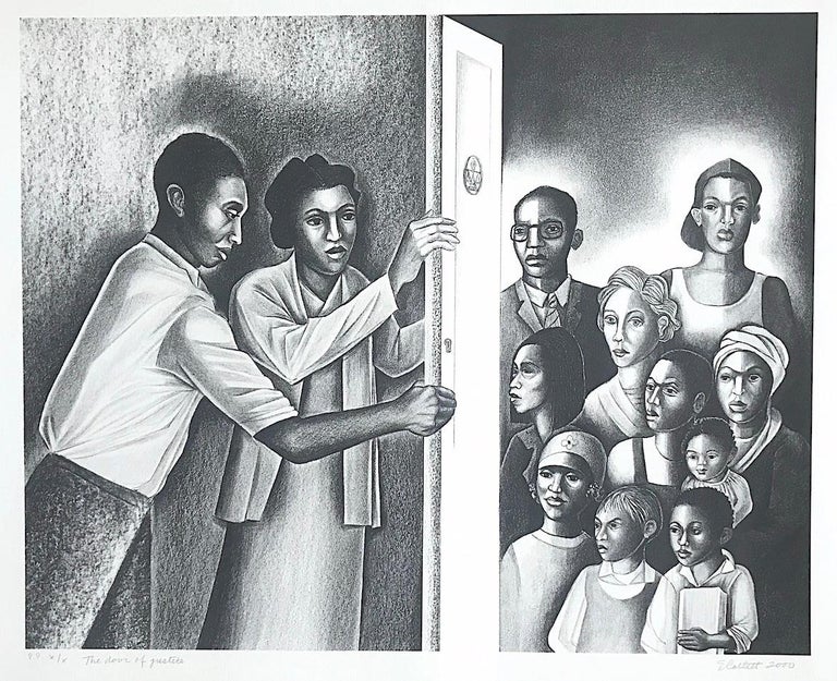 Elizabeth Catlett - THE DOOR OF JUSTICE Signed Lithograph, Black ...