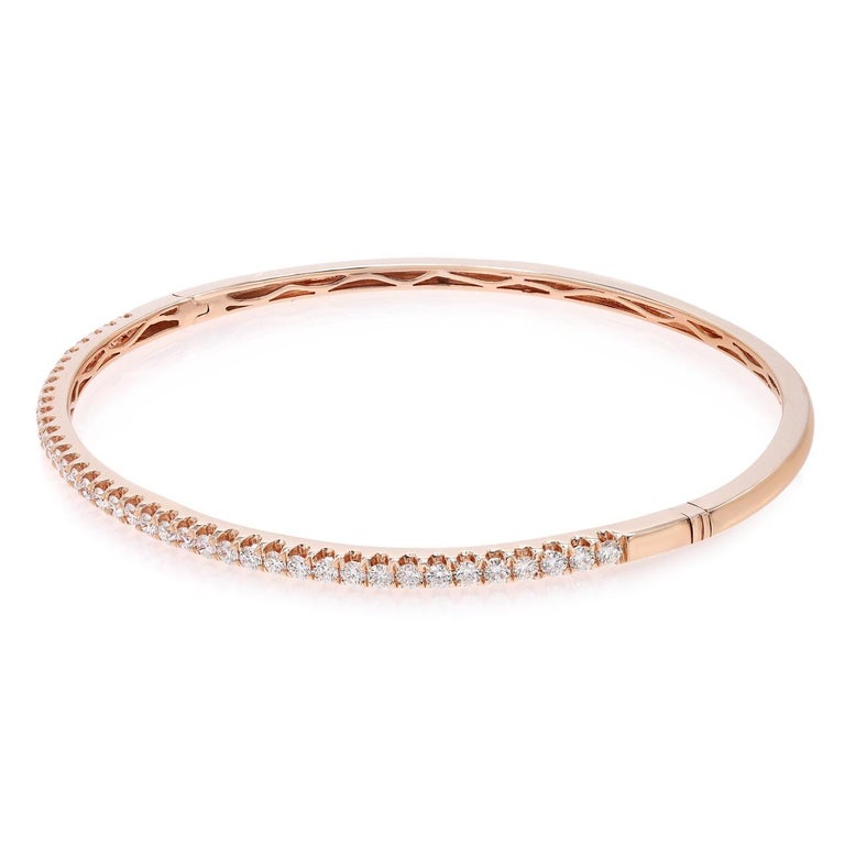 Elizabeth Fine Jewelry 0.99 Carat Diamond Bangle Bracelet 18k Rose Gold ...