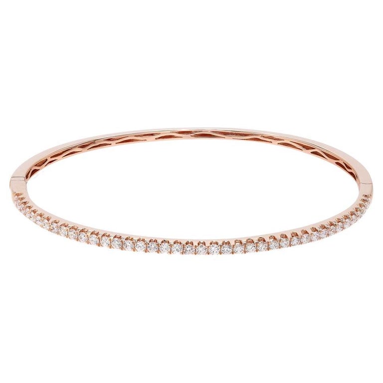 Elizabeth Fine Jewelry 0.99 Carat Diamond Bangle Bracelet 18k Rose Gold ...