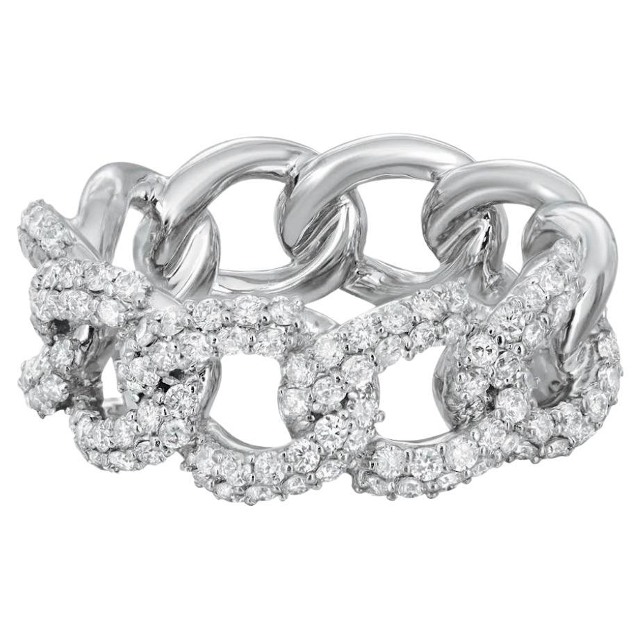 Elizabeth Fine Jewelry 0.50 Carat Diamond Chain Link Ring 18K White ...