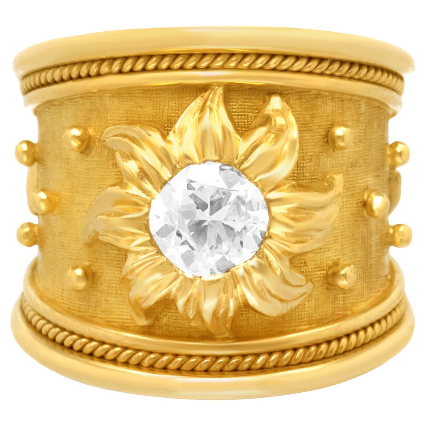 ELIZABETH GAGE Chevron Templar Band Ring For Sale at 1stDibs