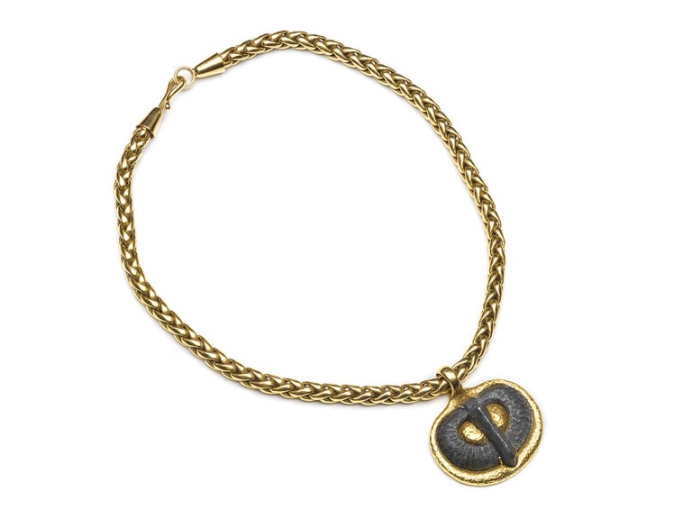Elizabeth Gage Hammered Pendant, Necklace For Sale at 1stDibs