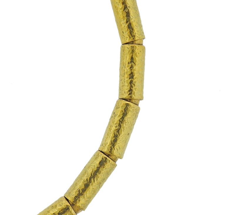 Elizabeth Gage Molten Gold Tube Necklace For Sale at 1stDibs