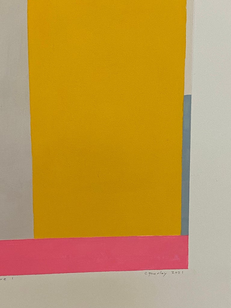 Elizabeth Gourlay - Here One, Geometric Abstract Painting, Salmon Pink ...