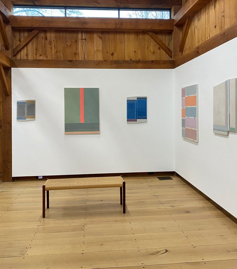 Elizabeth Gourlay - PG 17, Vertical Abstract Painting Coral Red Stripe ...