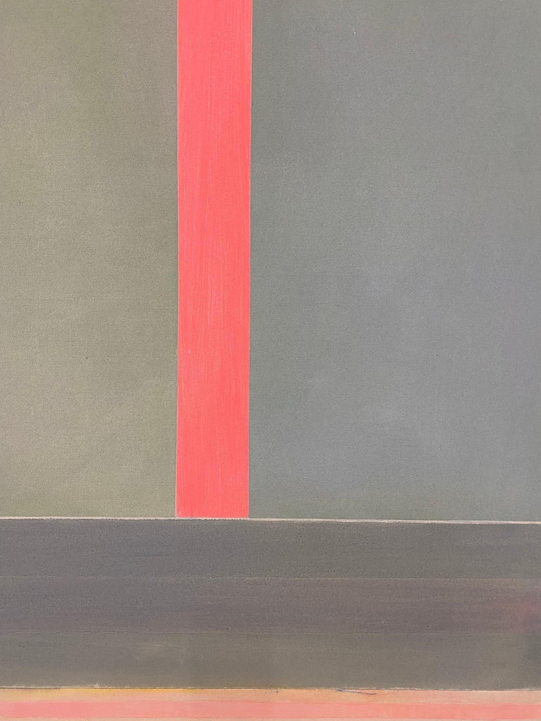 Elizabeth Gourlay - PG 17, Vertical Abstract Painting Coral Red Stripe ...