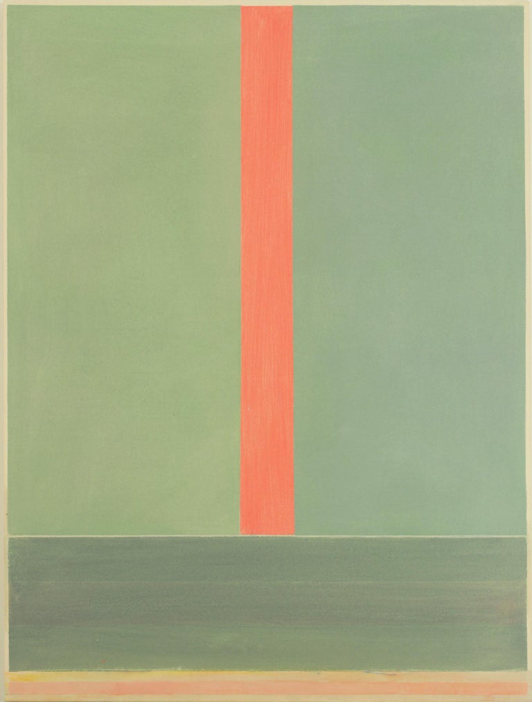 Elizabeth Gourlay - PG 17, Vertical Abstract Painting Coral Red Stripe ...