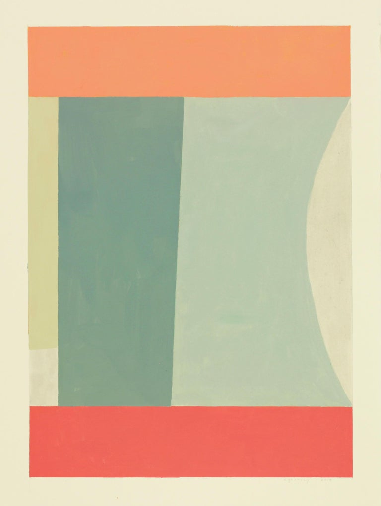 Elizabeth Gourlay - Rosegray, Vertical Abstract Painting on Paper in ...