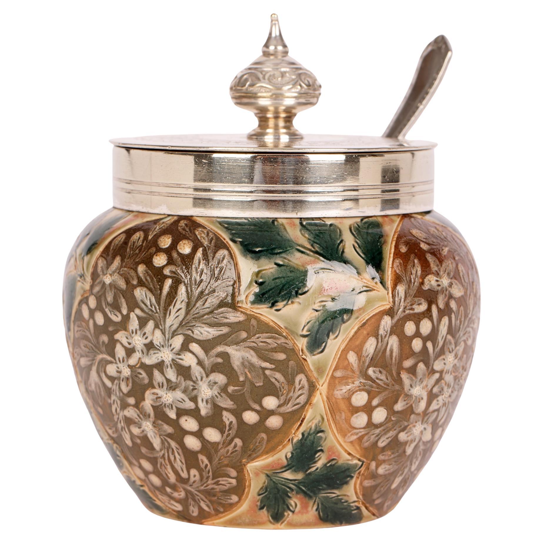 Doulton Lambeth Silver Plate Mounted Mustard Pot by Emily Partington ...