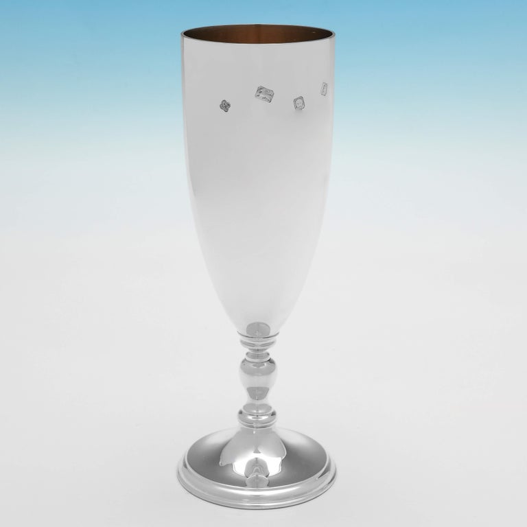 Elizabeth II Period Set of 12 Sterling Silver Champagne Flutes by ...