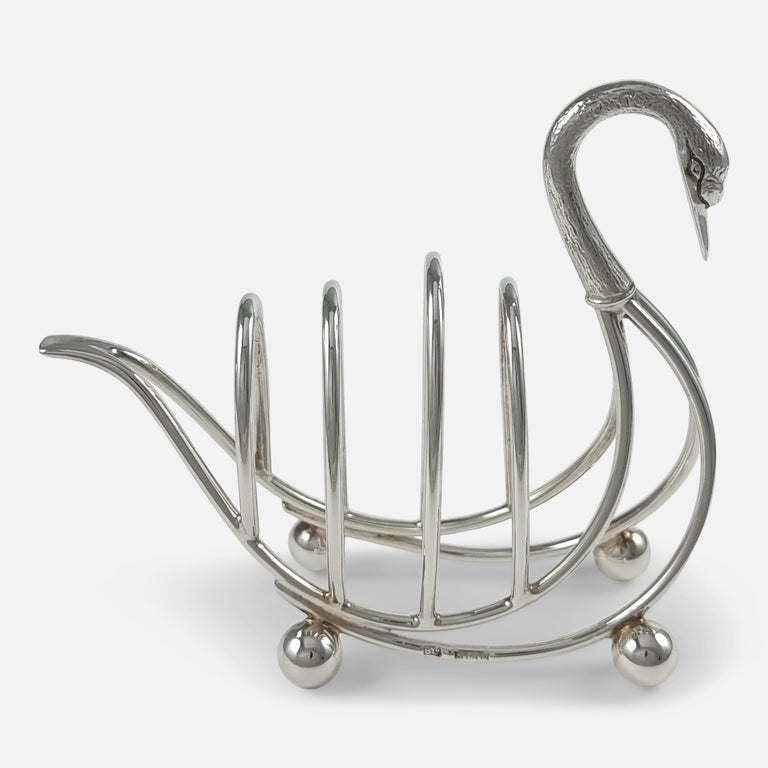 Elizabeth II Sterling Silver Swan Toast Rack, 1971 For Sale at 1stDibs