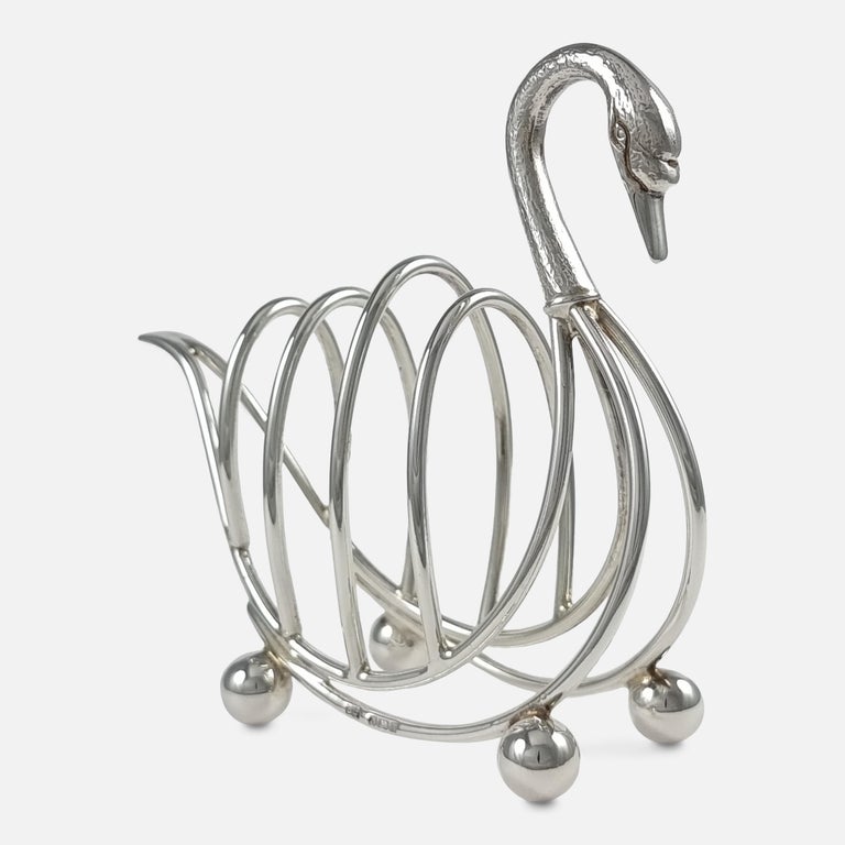 Elizabeth II Sterling Silver Swan Toast Rack, 1971 For Sale at 1stDibs