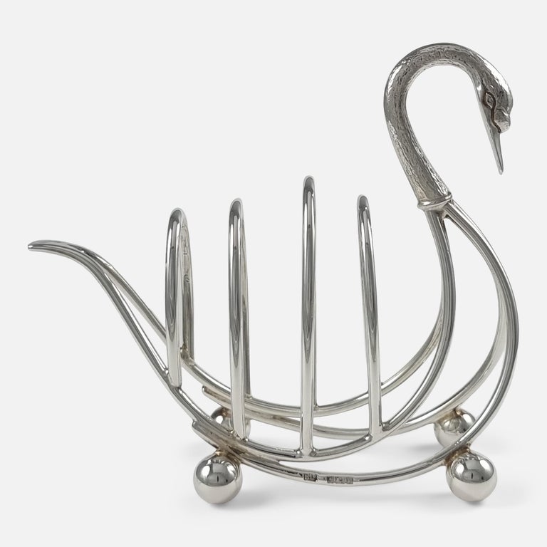 Elizabeth II Sterling Silver Swan Toast Rack, 1971 For Sale at 1stDibs