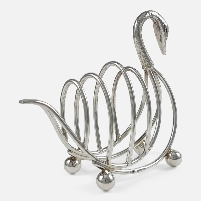 Elizabeth II Sterling Silver Swan Toast Rack, 1971 For Sale at 1stDibs