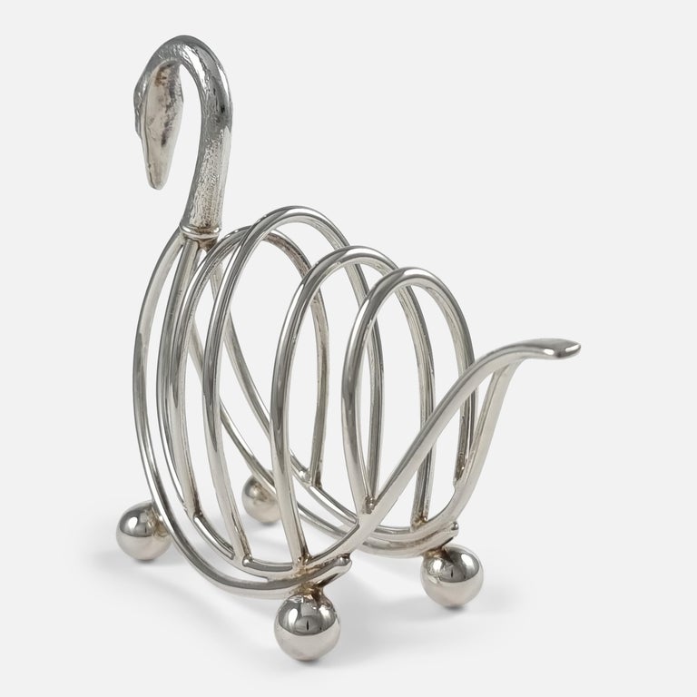 Elizabeth II Sterling Silver Swan Toast Rack, 1971 For Sale at 1stDibs