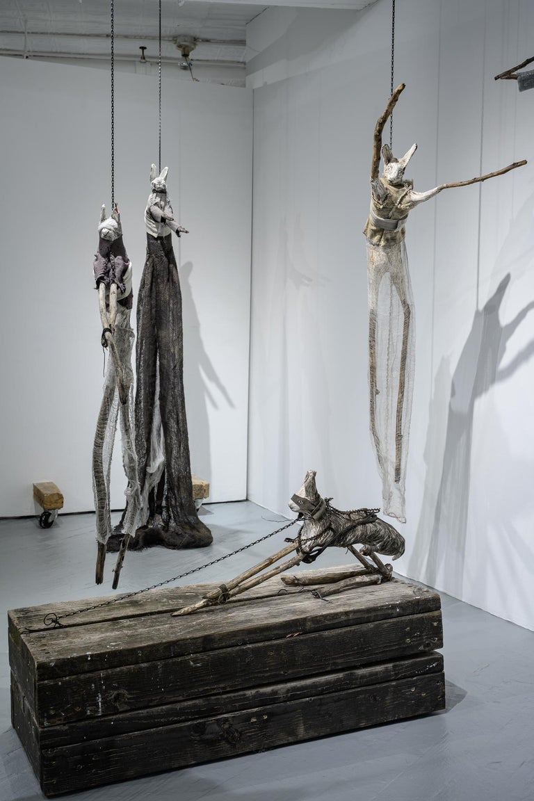 Elizabeth Jordan - Sculpture of hare suspended form chain: 'Children 5 ...