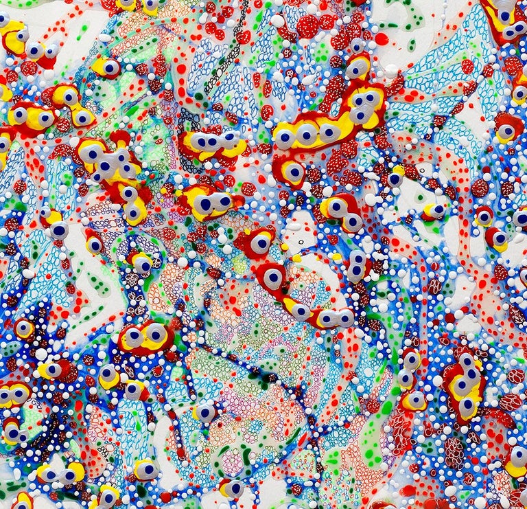 Elizabeth Knowles - "Untitled NETwork", textured dots of red, blue, and ...