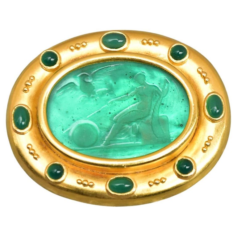 Elizabeth Locke 18k Venetian Glass Intaglio Brooch Pendant For Sale at ...