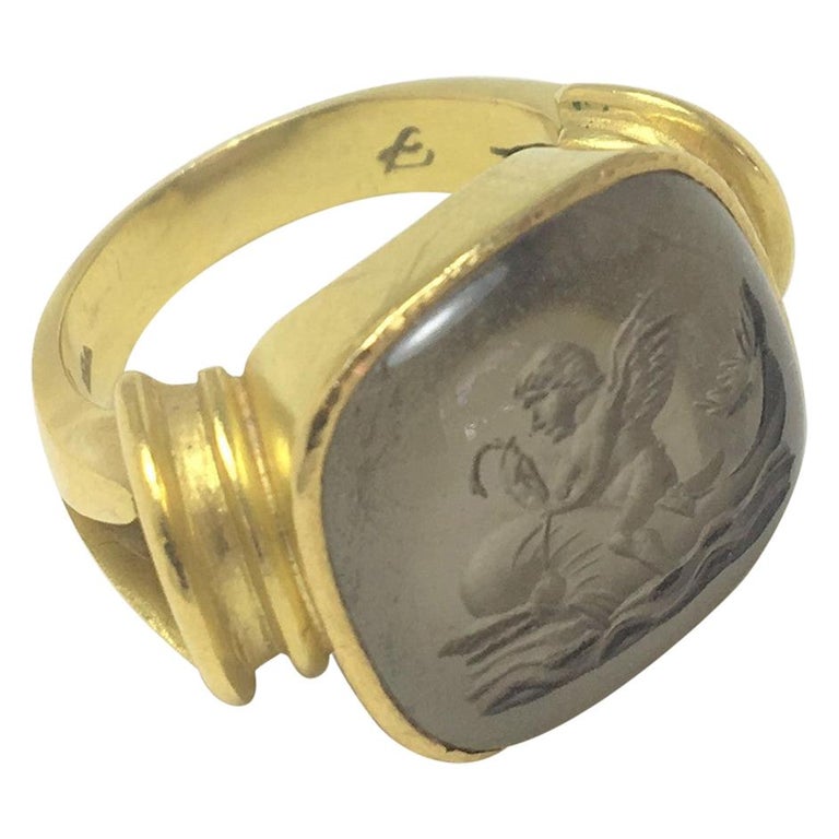 Elizabeth Locke 19 Karat Smoky Quartz Ring at 1stDibs