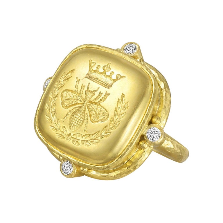 Elizabeth Locke 19 Karat Yellow Gold and Diamond "Queen Bee" Ring at ...