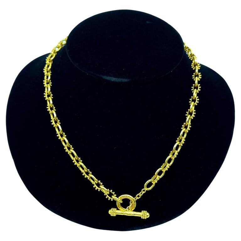 ELIZABETH LOCKE 7 MM Spiked Link Hammered Gold Toggle Necklace 19 ...