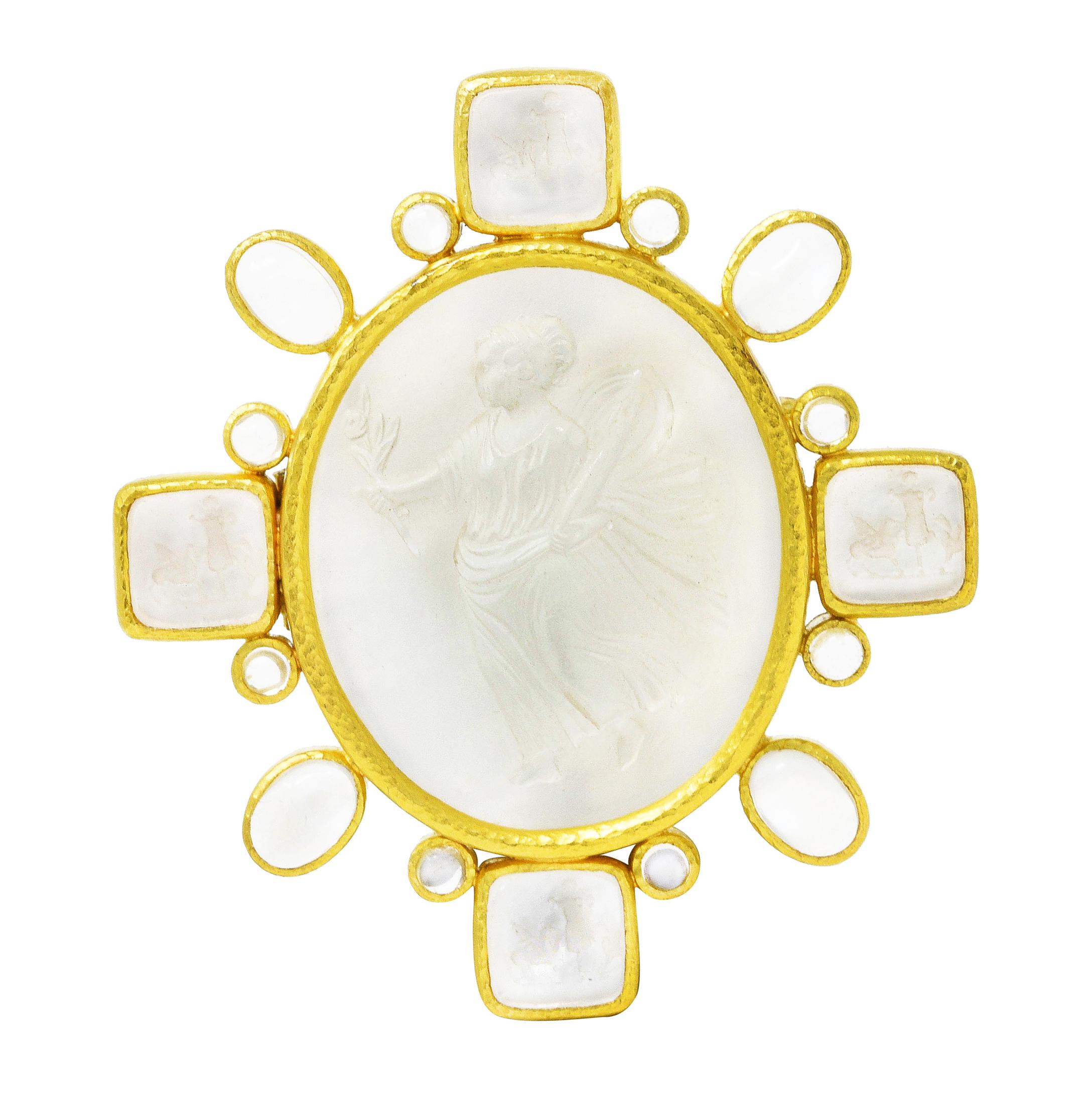 Elizabeth Locke Moonstone Venetian Glass Mother-of-pearl 18 Karat Gold ...