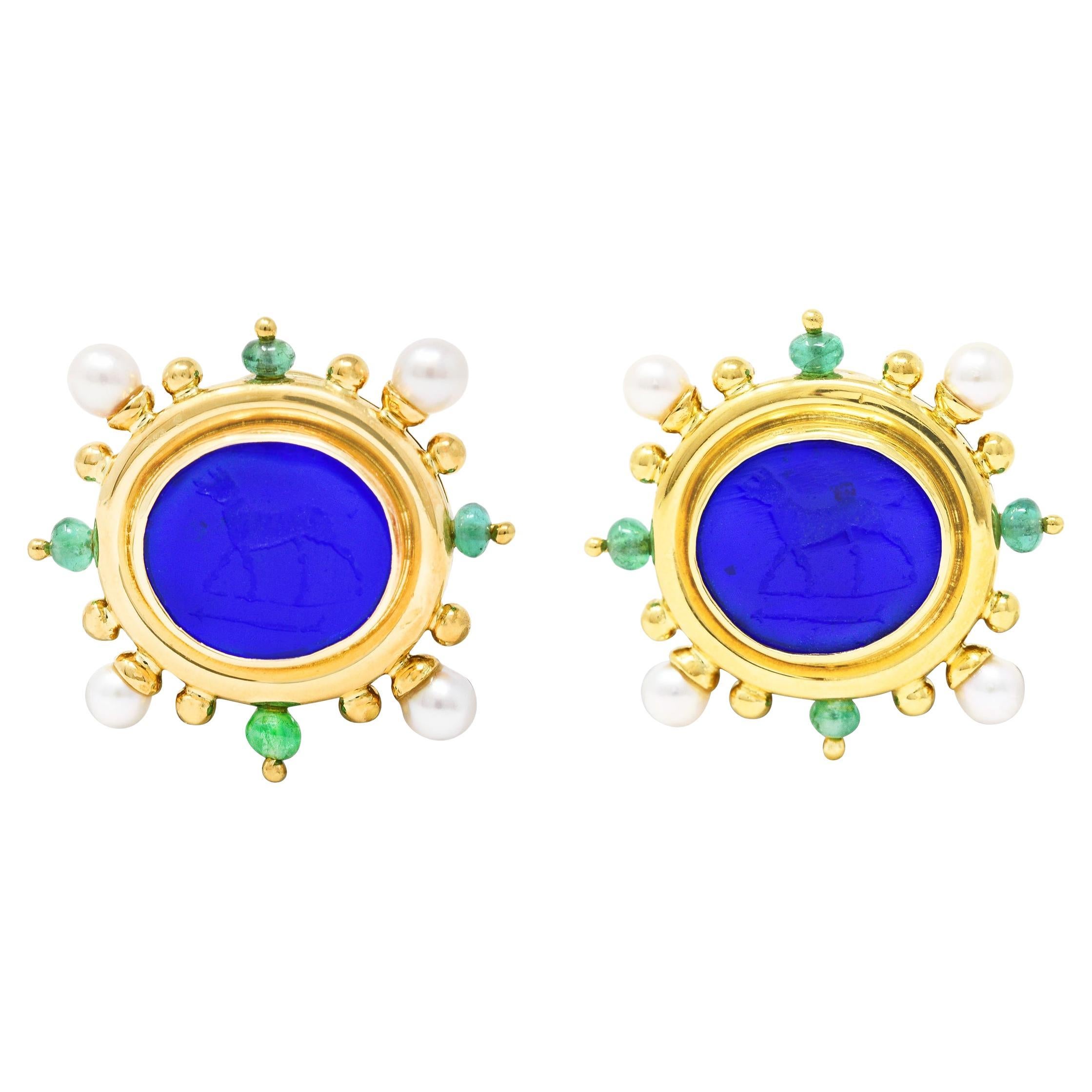 Elizabeth Locke 19 Karat Gold and Black Venetian Glass Intaglio ...