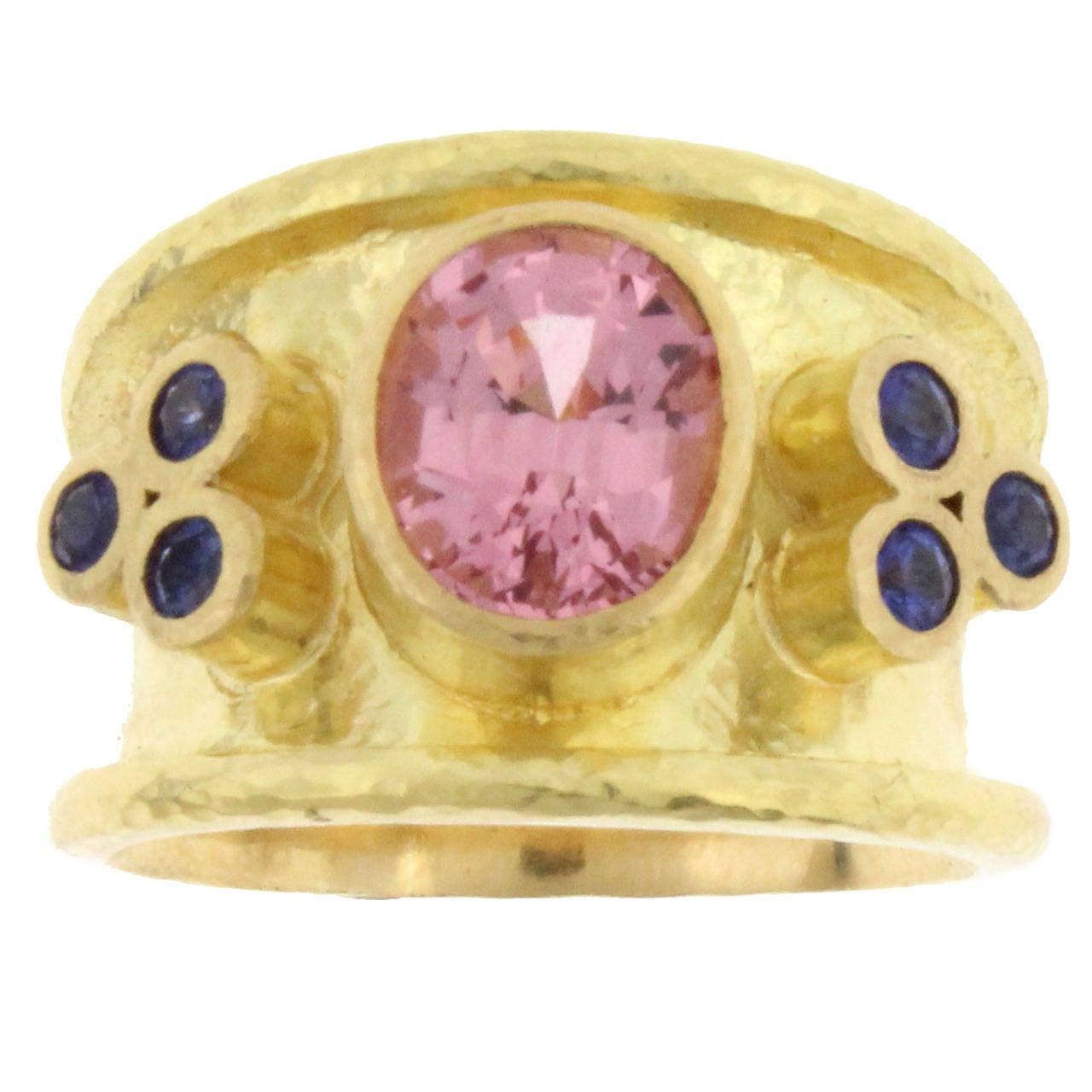 Elizabeth Locke Pink Spinel Sapphire Gold Ring at 1stDibs