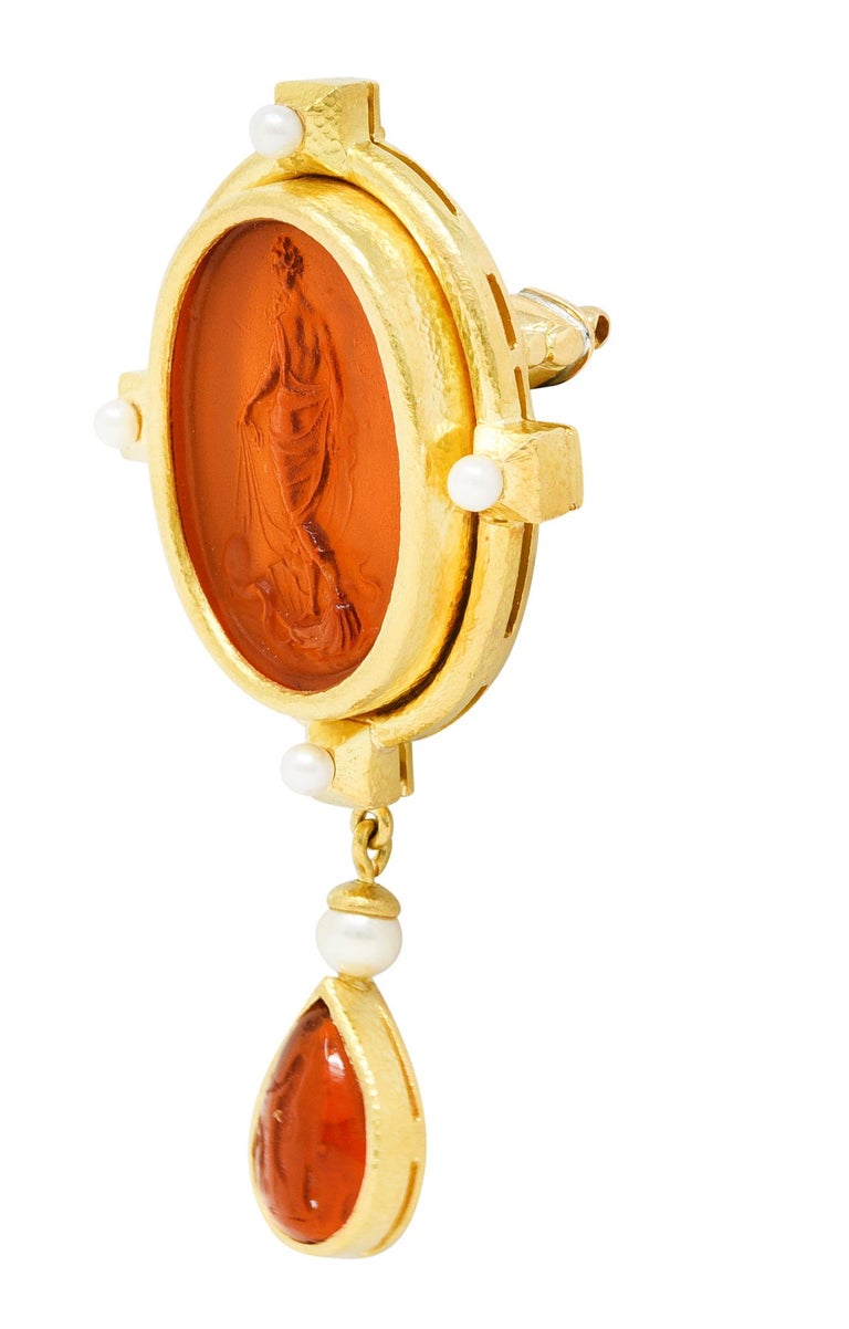 Elizabeth Locke Venetian Glass 18 Karat Gold Cameo Intaglio Goddess ...
