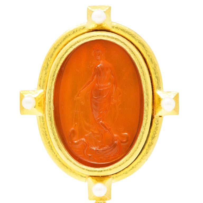 Elizabeth Locke Venetian Glass 18 Karat Gold Cameo Intaglio Goddess ...