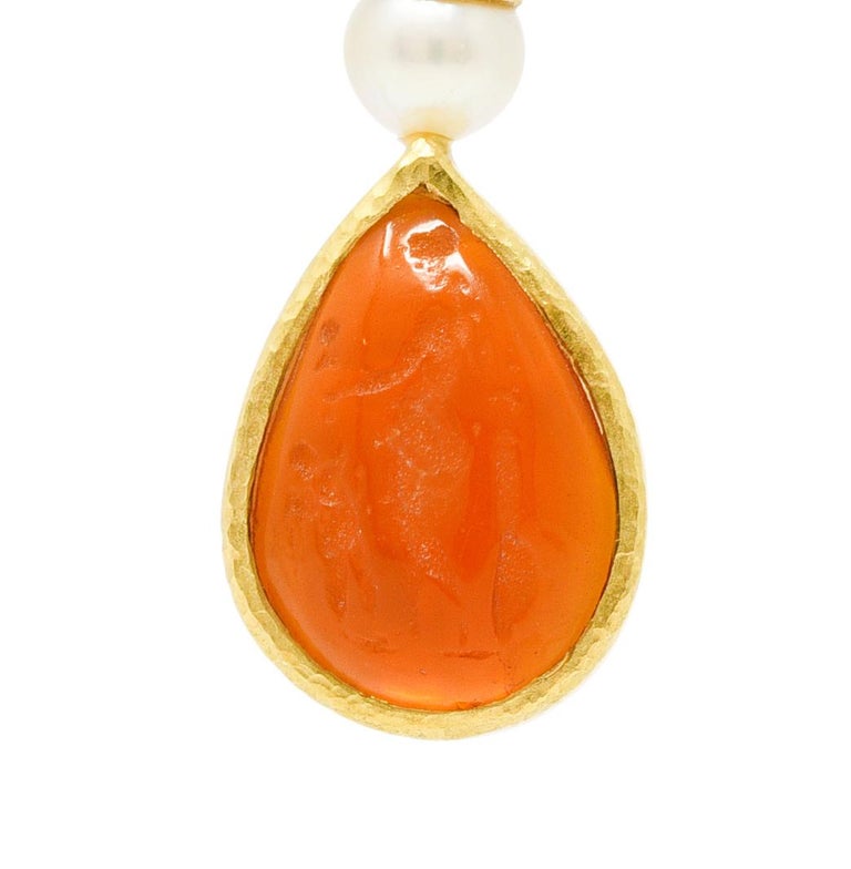 Elizabeth Locke Venetian Glass 18 Karat Gold Cameo Intaglio Goddess ...