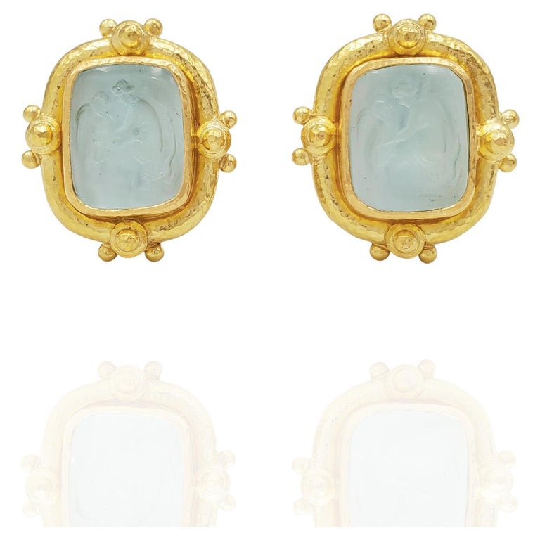 Elizabeth Locke 'Woman with Swan' Venetian Glass Intaglio Earrings For ...