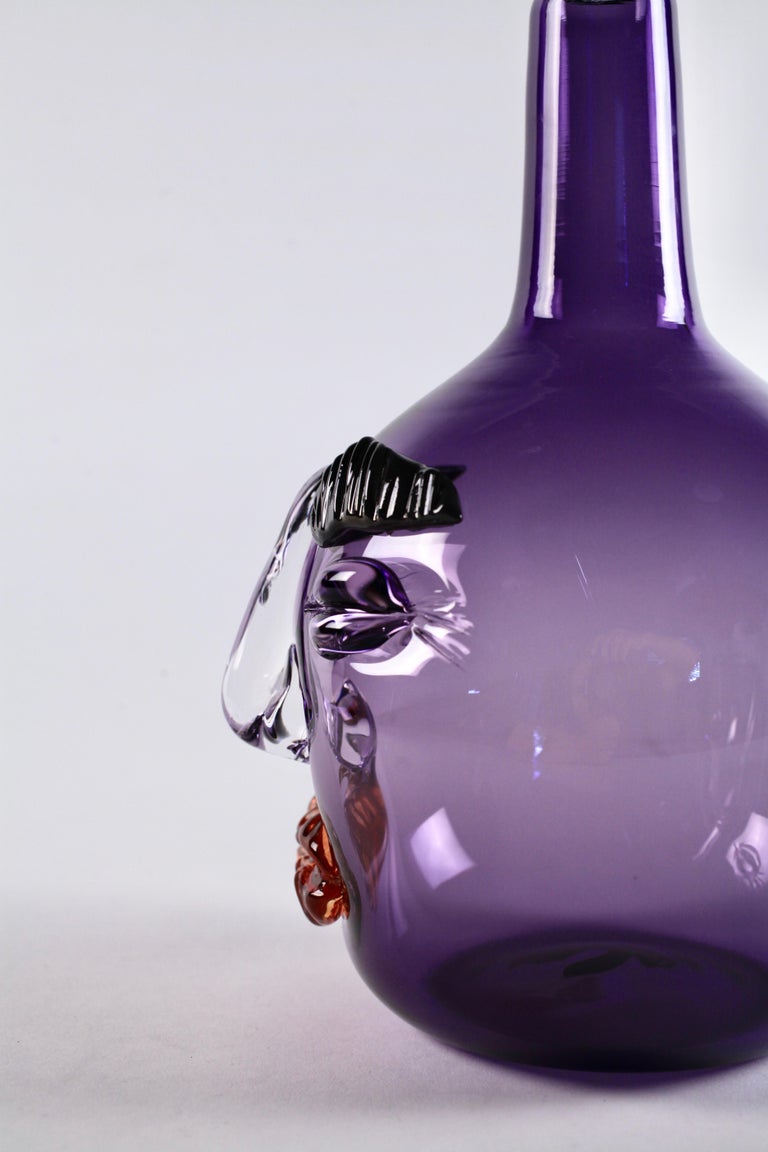 Elizabeth Lyons Hand Blown and Sculpted Glass, Purple Bottle-Head ...