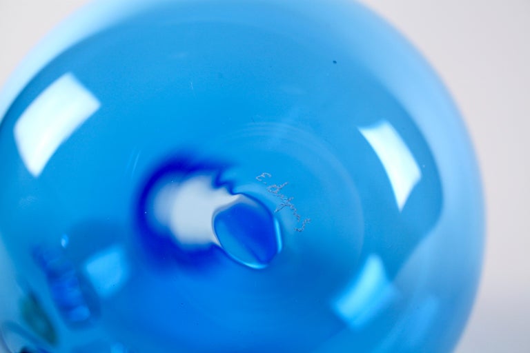 Elizabeth Lyons Hand Blown and Sculpted Glass, Sky Blue Bottle-Head ...