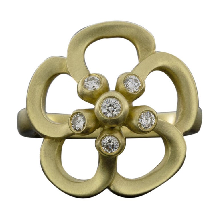 Elizabeth Rand Yellow Gold 0.18 Carat Round Diamond Statement Ring at ...