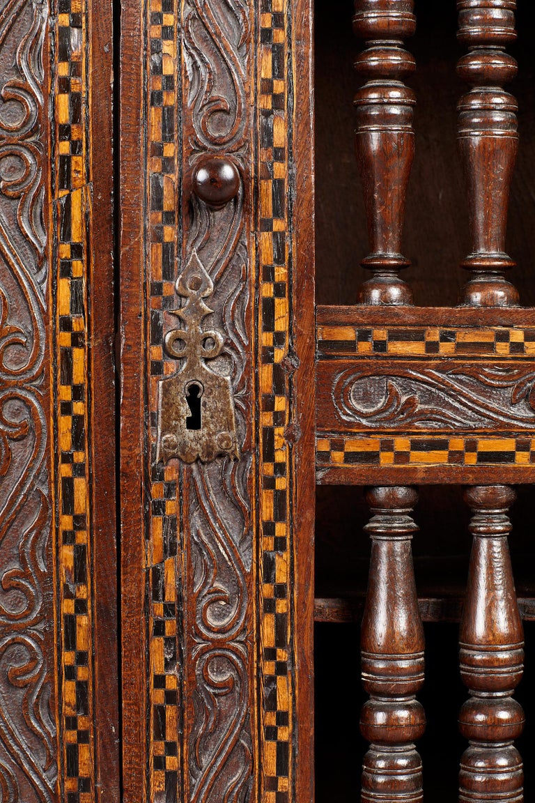 Elizabethan Inlaid Oak Mural or Wall or Glass Cupboard, circa 1590-1600 ...