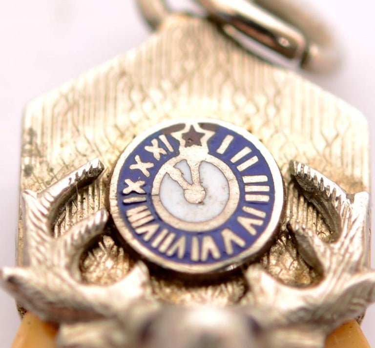 Elks Lodge BPOE Order of Elks Tooth Fob 10 Karat White Gold Rubies and ...
