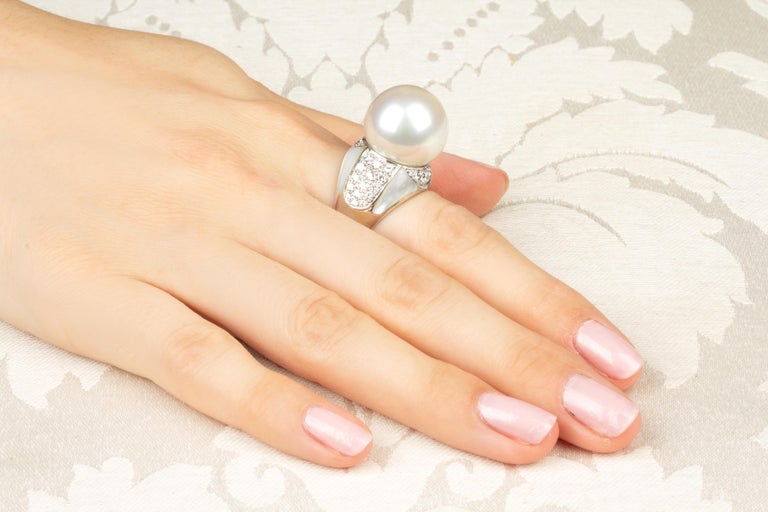 Ella Gafter 17mm South Sea Pearl Diamond Ring For Sale at 1stDibs