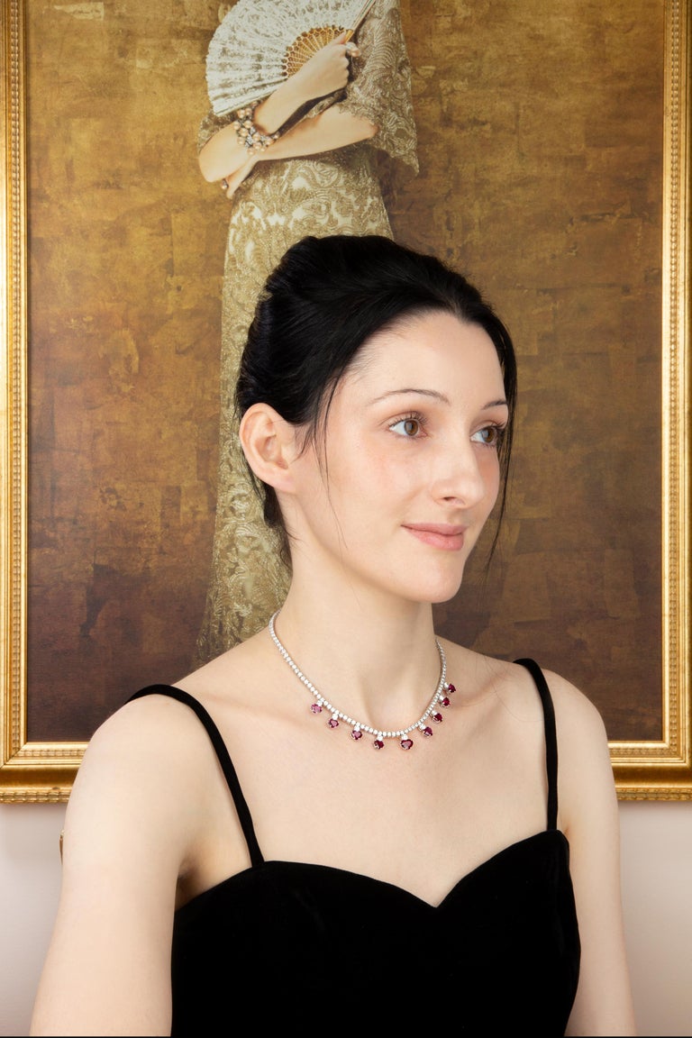 Ella Gafter Diamond Ruby Riviera Necklace For Sale at 1stDibs