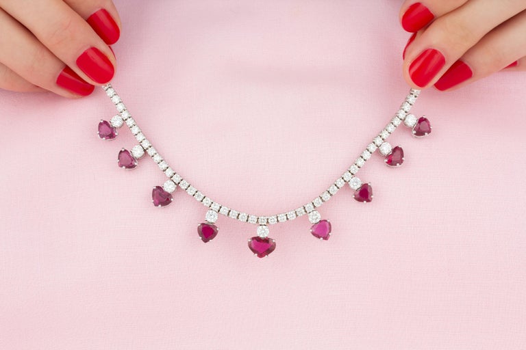Ella Gafter Diamond Ruby Riviera Necklace For Sale at 1stDibs