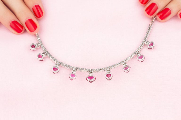 Ella Gafter Diamond Ruby Riviera Necklace For Sale at 1stDibs