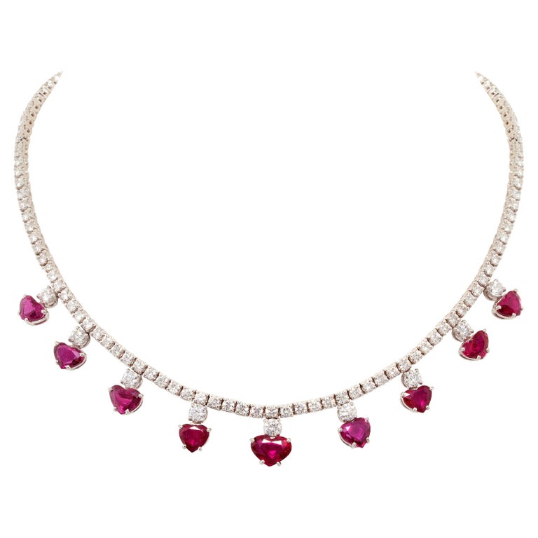Ella Gafter Diamond Ruby Riviera Necklace For Sale at 1stDibs