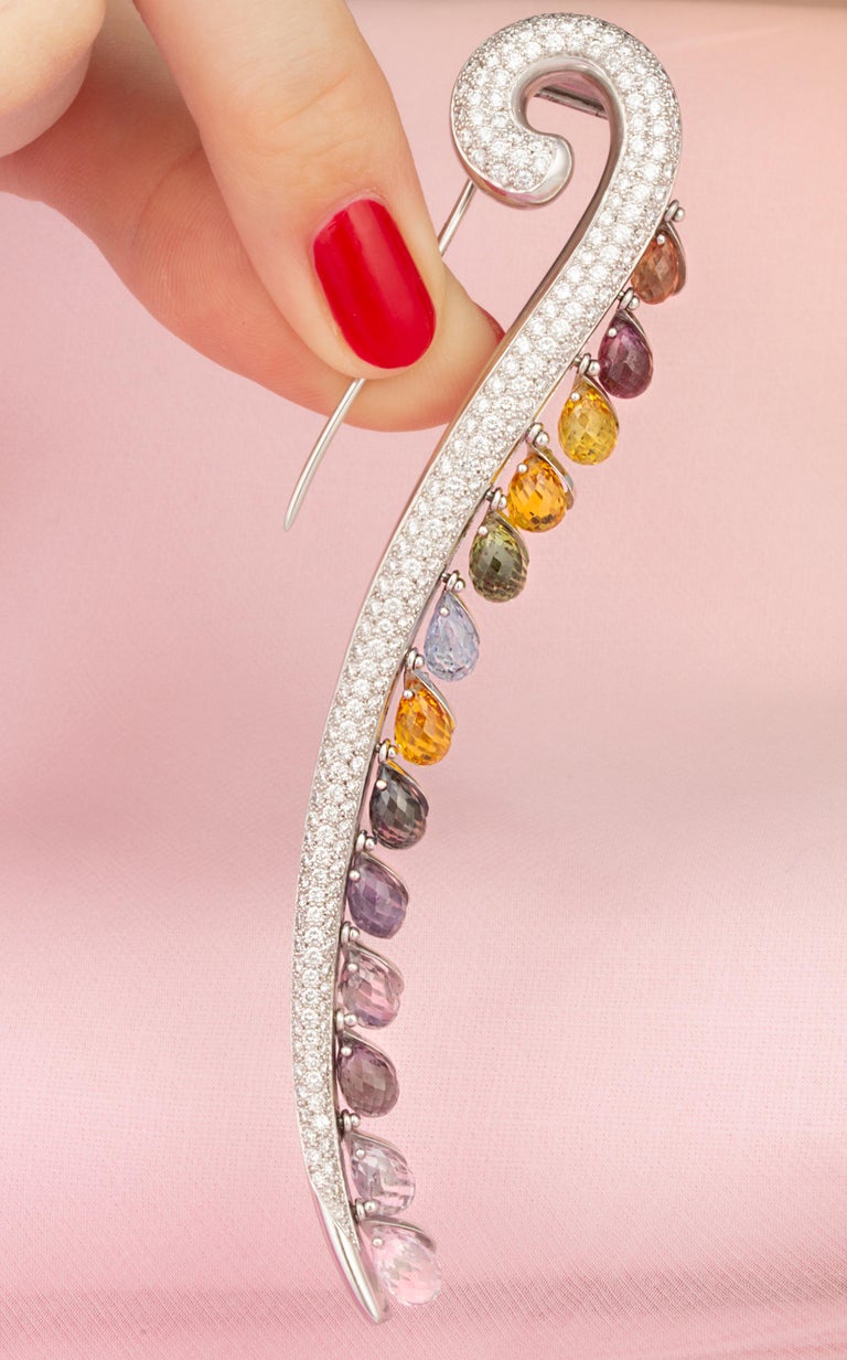 Ella Gafter Diamond Sapphire Briolette Stick Pin For Sale at 1stDibs ...