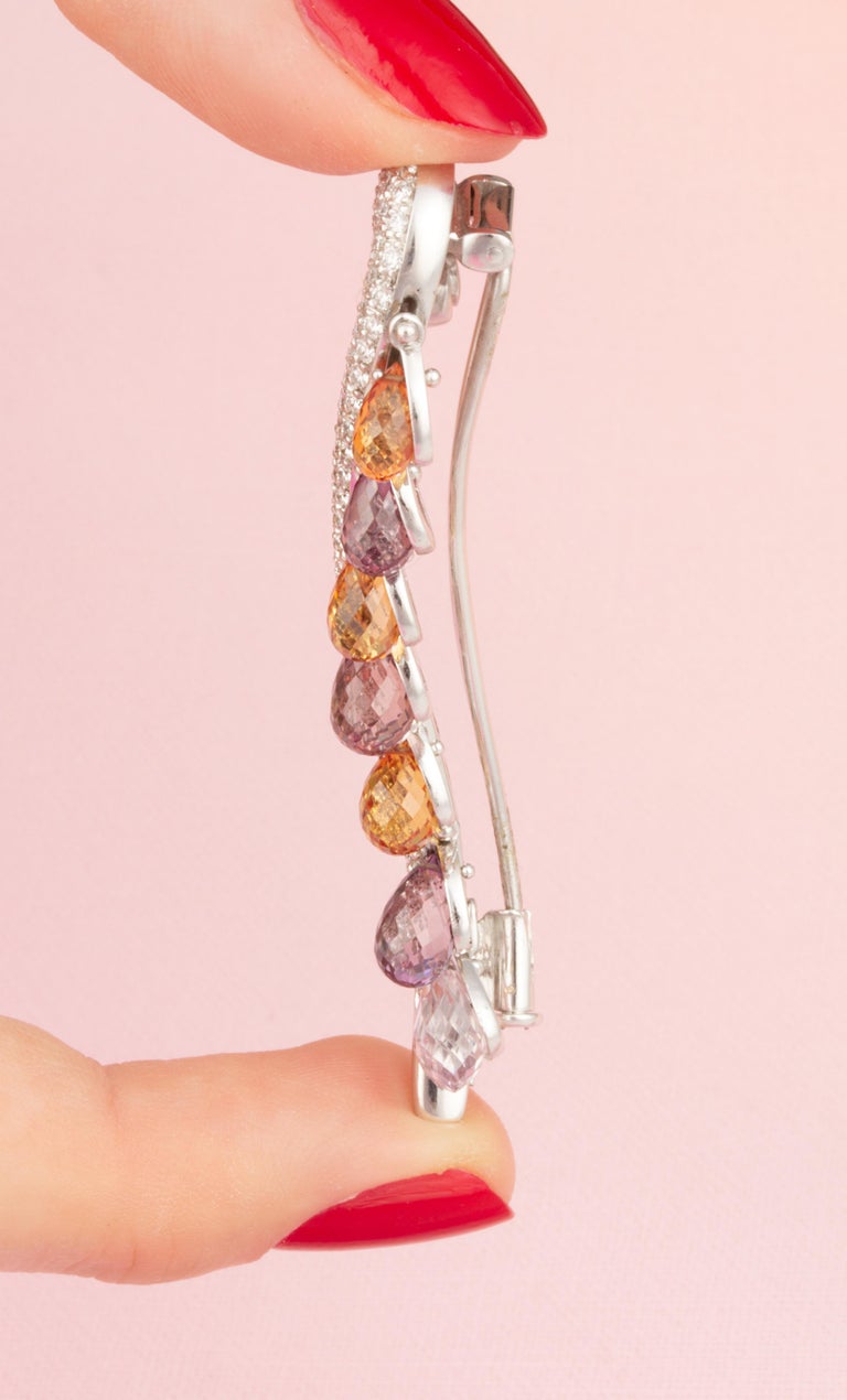 Ella Gafter Diamond Sapphire Briolette Stick Pin For Sale at 1stDibs