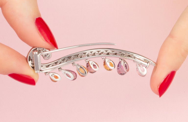 Ella Gafter Diamond Sapphire Briolette Stick Pin For Sale at 1stDibs