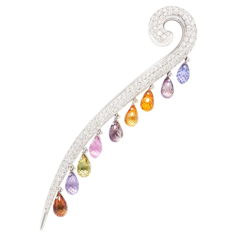 Ella Gafter Diamond Sapphire Briolette Stick Pin For Sale at 1stDibs ...