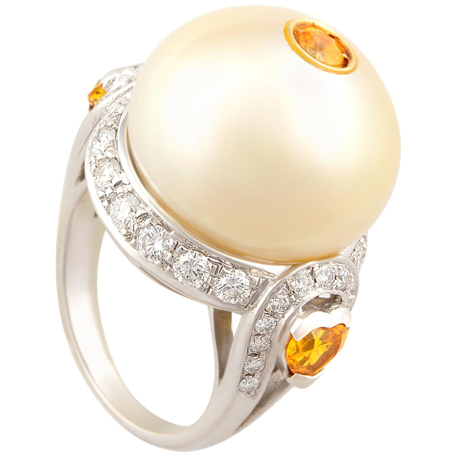 Friedrich Gold Sapphire Diamond Golden Dress Ring For Sale at 1stDibs
