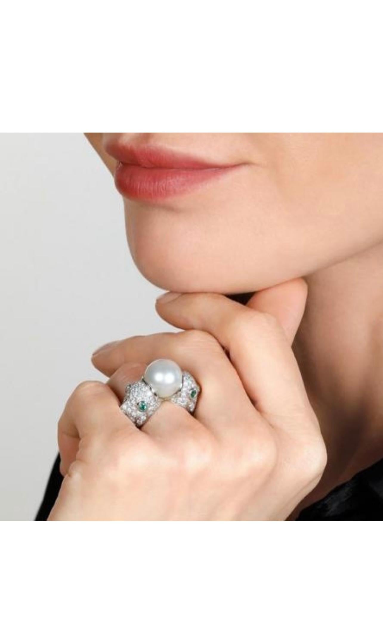 Ella Gafter Pisces Diamond Pearl Emerald Zodiac Ring in 18K Ring For ...