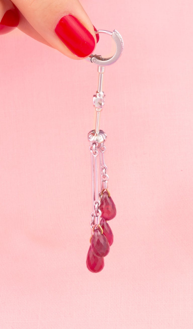 Ella Gafter Ruby Briolette Diamond Tassel Chandelier Earrings For Sale ...
