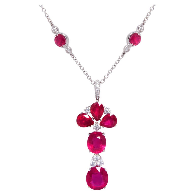 Ella Gafter Ruby Diamond Pendant Necklace For Sale at 1stDibs